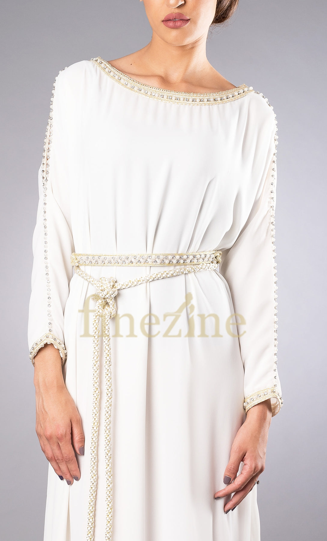 Roma - Robe Caftan Blanc – FINEZINE