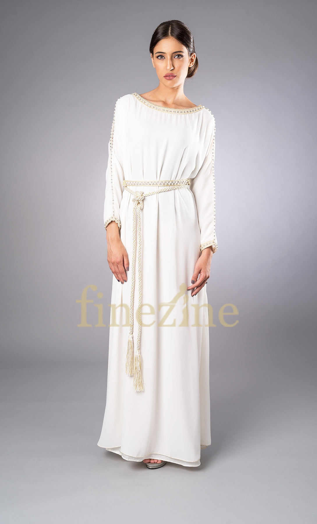 Roma - Robe Caftan Blanc – FINEZINE